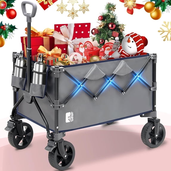 Collapsible Foldable Wagon Cart with 330lbs Weight Capacity, Heavy Duty ...