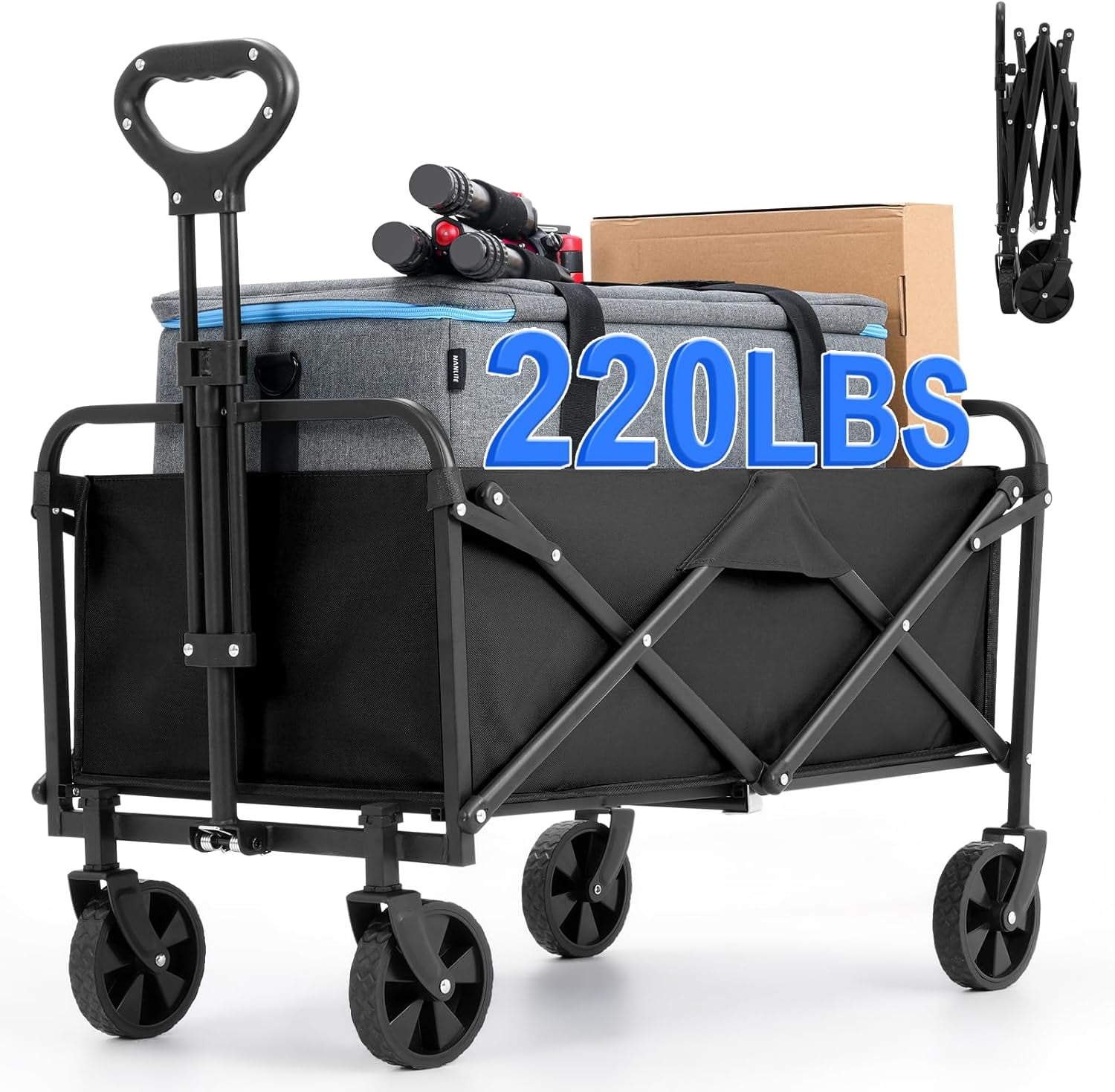 Collapsible Foldable Wagon,Wagons Carts Foldable with Wheels,Utility ...