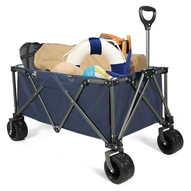 PoolSense Foldable Utility Beach Wagon with Large Cargo Deck, Heavy ...