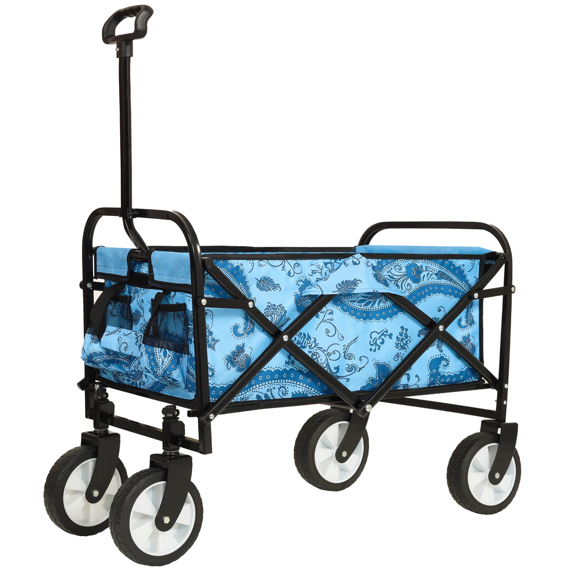 Collapsible Folding Heavy Duty Utility Wagon with Antislip Swivel ...