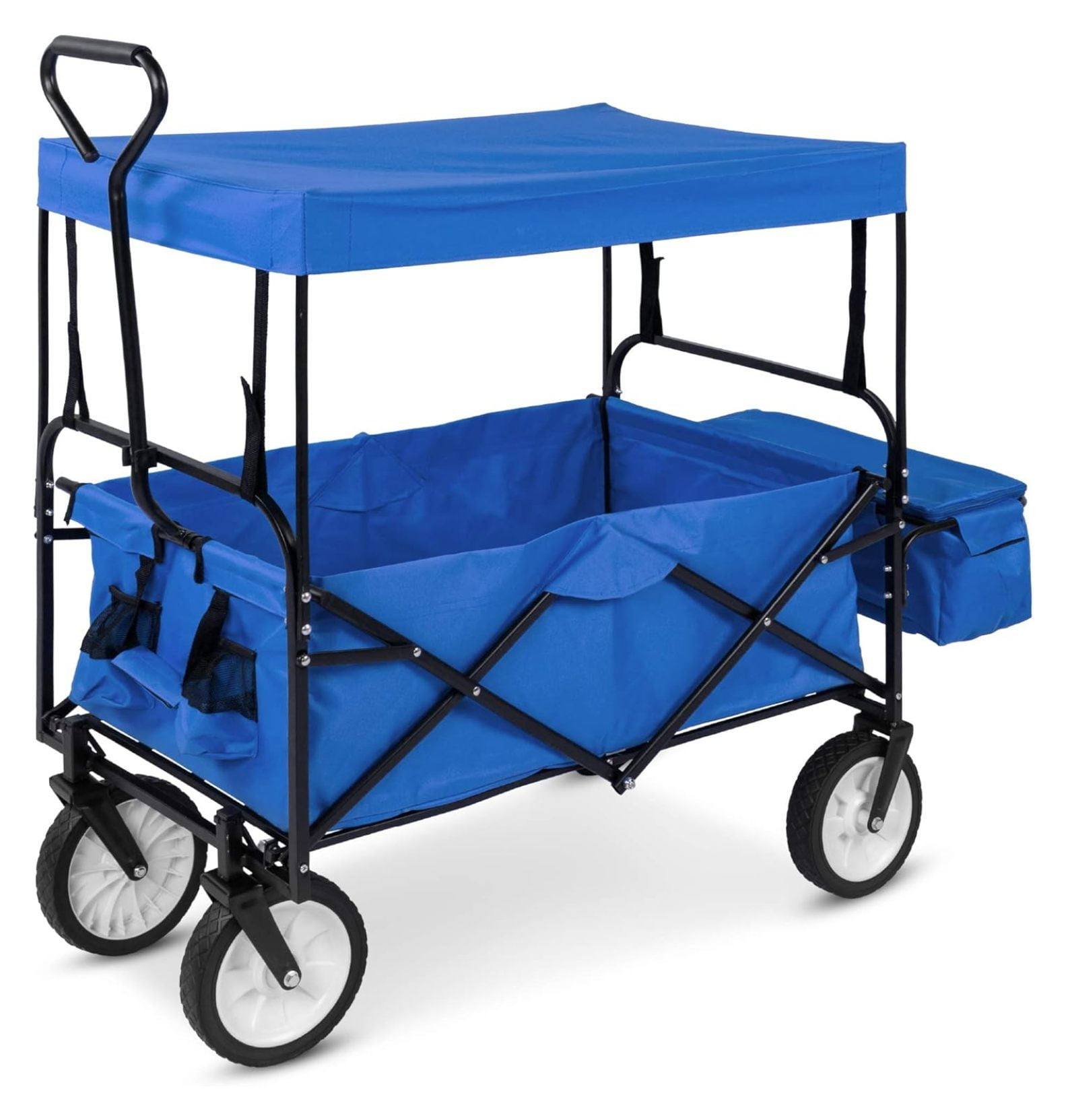 Collapsible Folding Outdoor Utility Wagon with Canopy Garden Cart for ...