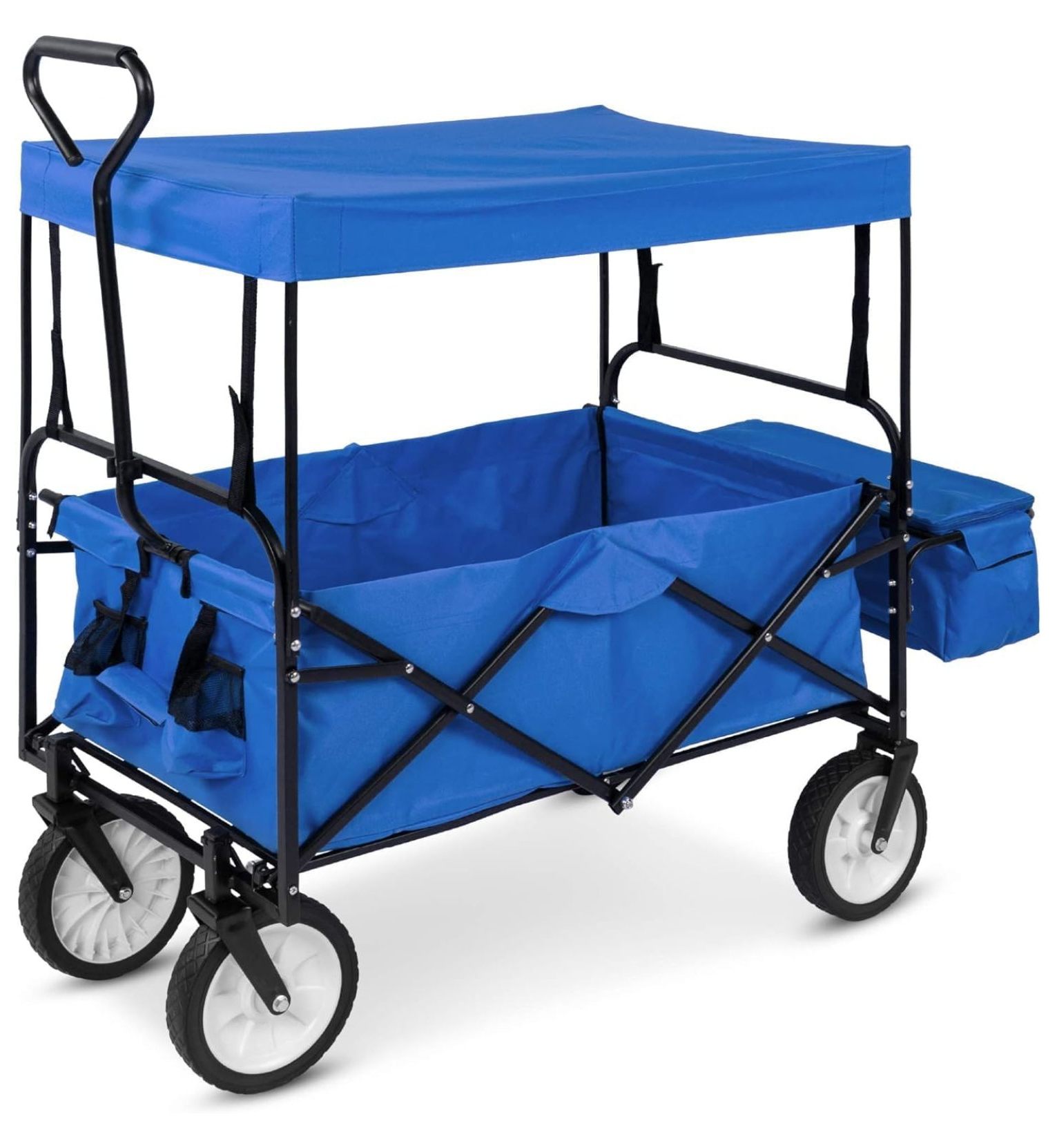 Collapsible Folding Outdoor Utility Wagon with Canopy Garden Cart for ...
