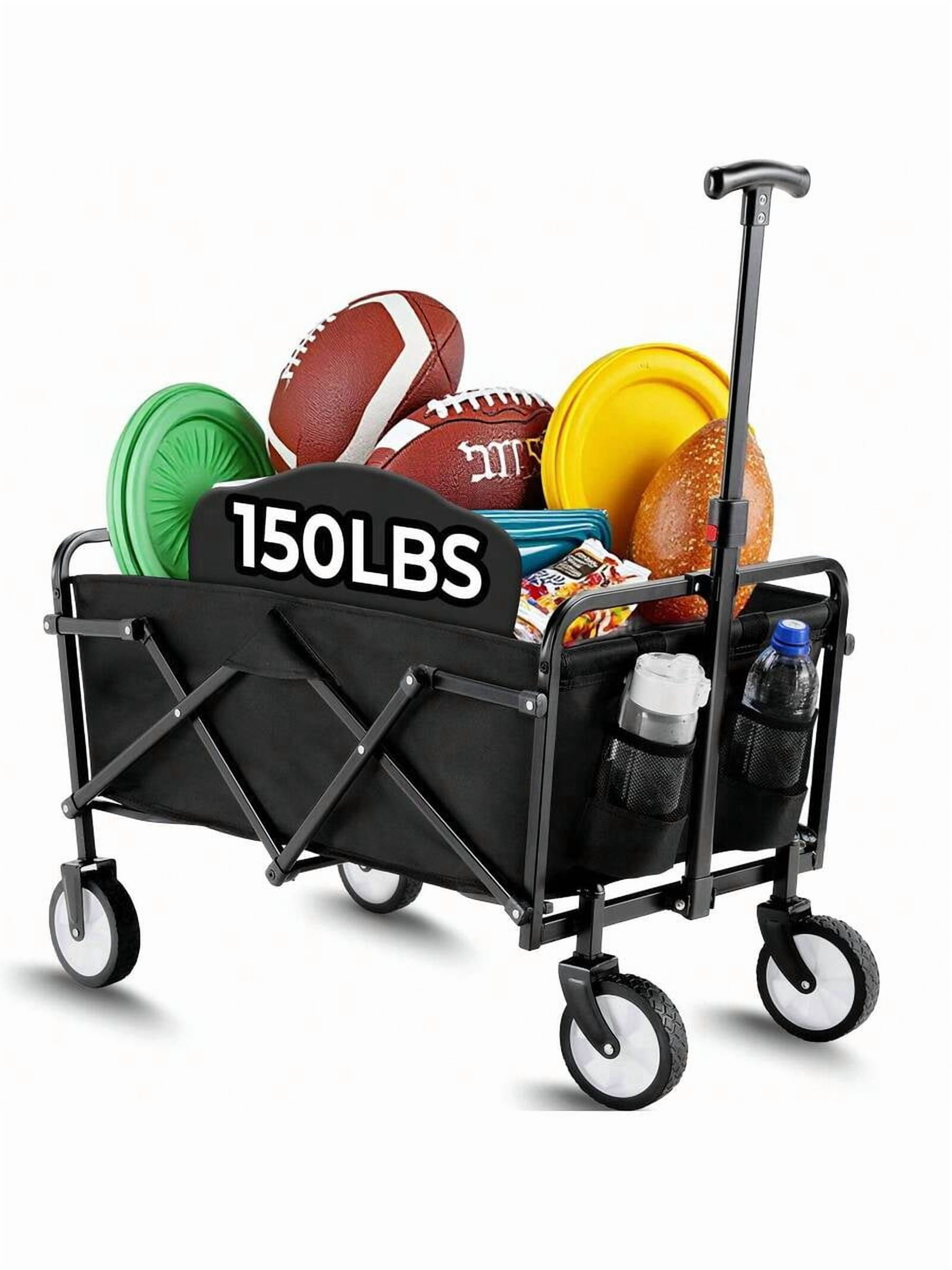 Collapsible Folding Wagon 150 Lbs Max Load, Heavy-Duty Portable Utility ...