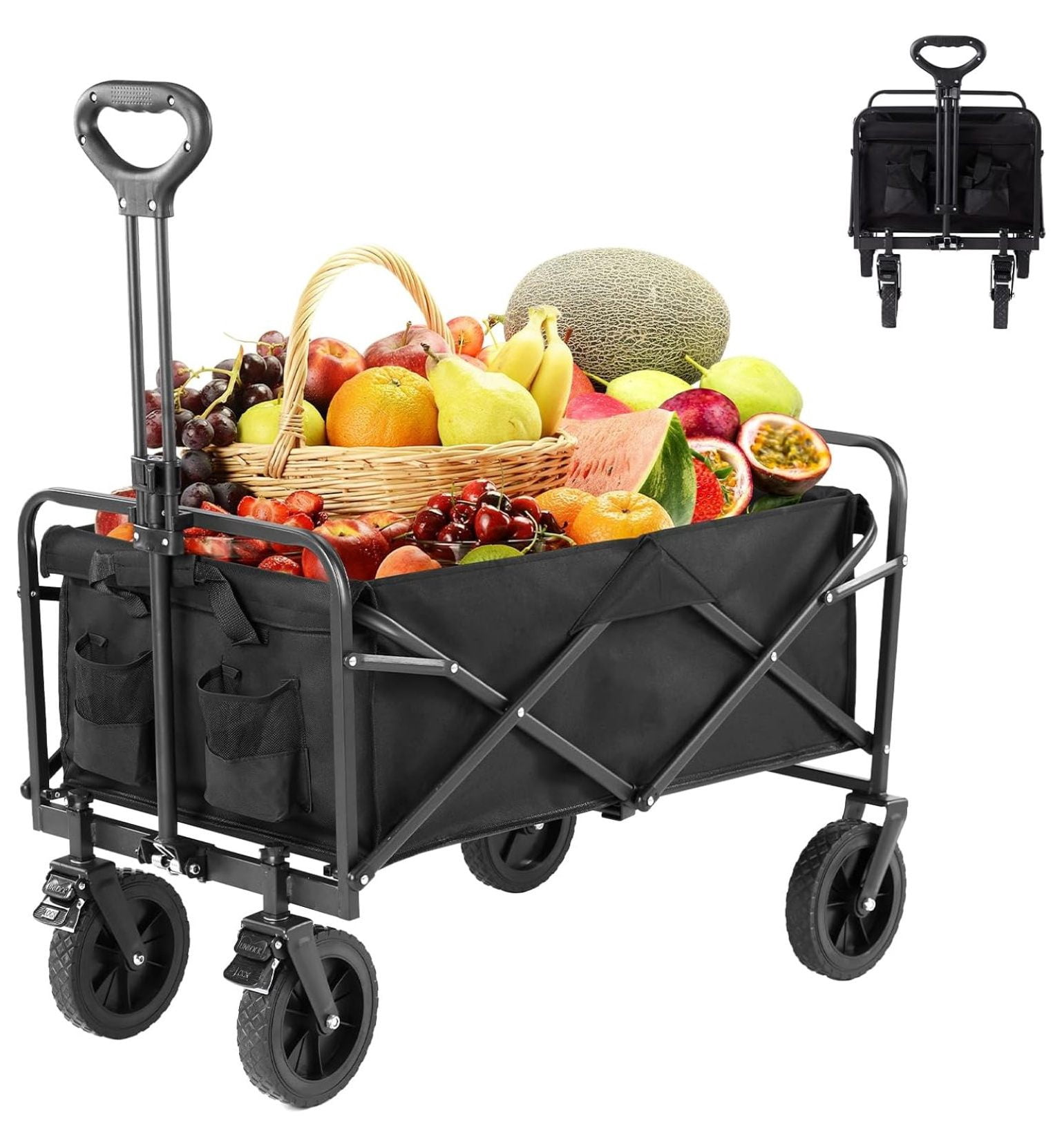 Collapsible Folding Wagon,330LBS Heavy Duty Utility Portable Foldable ...