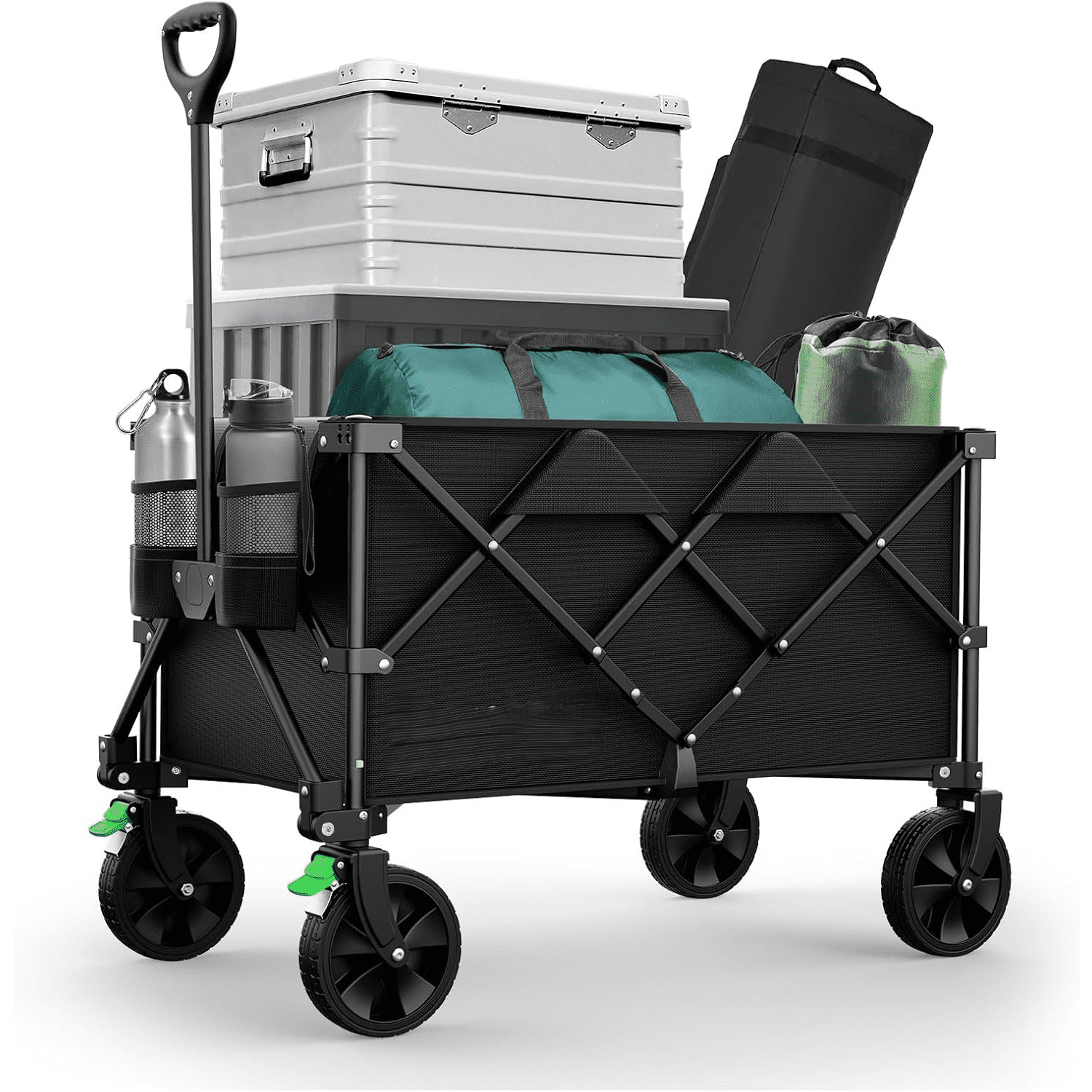 Collapsible Folding Wagon, 350 lb Load-Bearing Outdoor Utility Cart ...