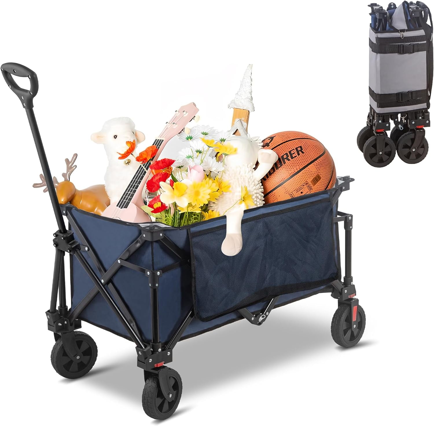 Collapsible Folding Wagon Cart, 220LBS Heavy Duty Foldable Utility ...