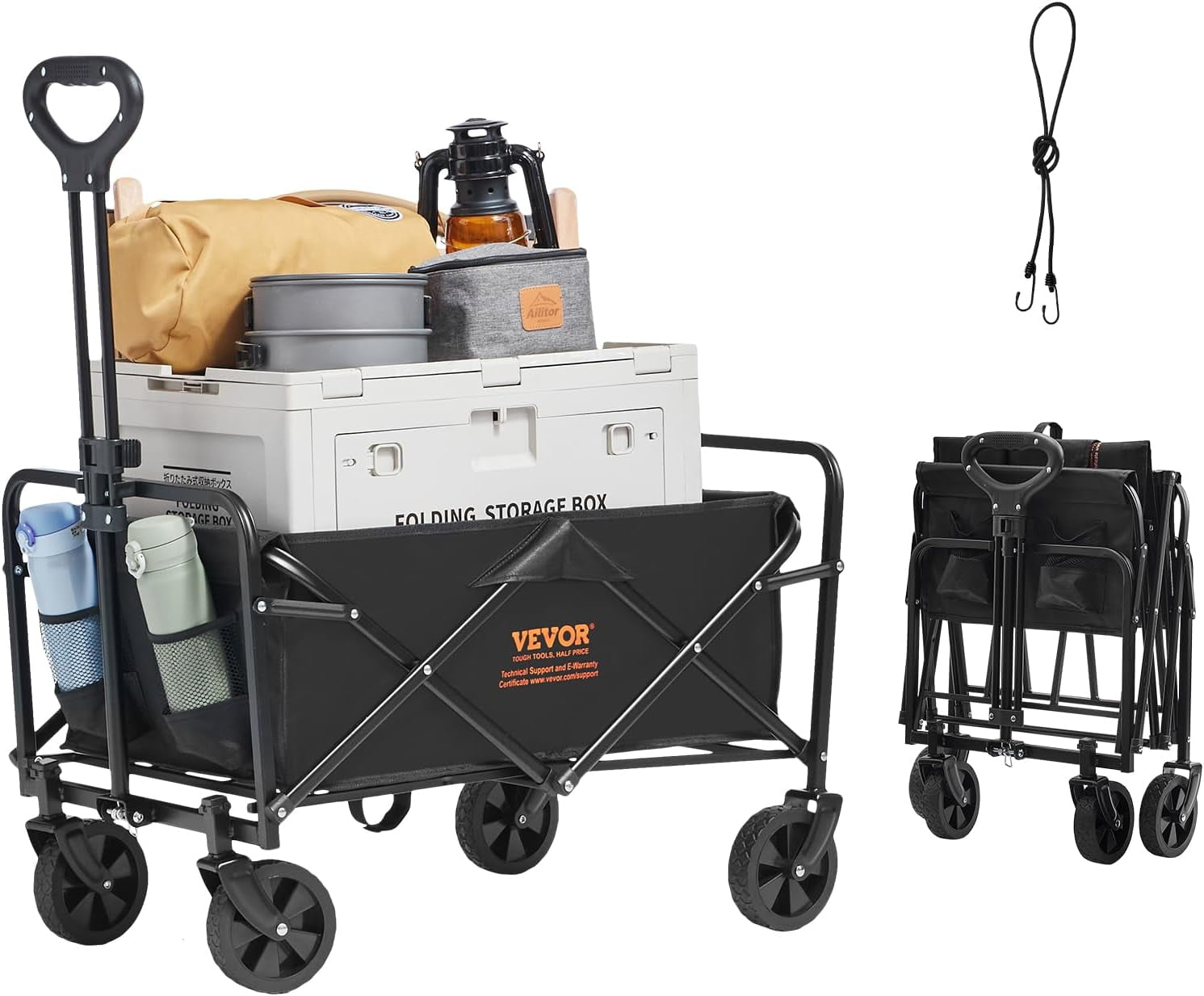 Collapsible Folding Wagon Cart, 220lbs Heavy Duty Wagons Carts Foldable ...