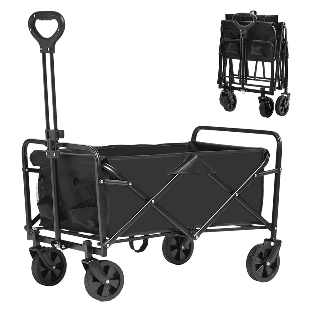 Collapsible Folding Wagon Cart, Heavy Duty Wagons Carts with Wheels ...