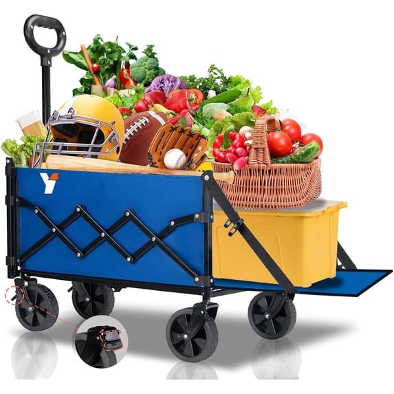 Collapsible Folding Wagon Cart with Tailgate - 300lbs Heavy Duty ...