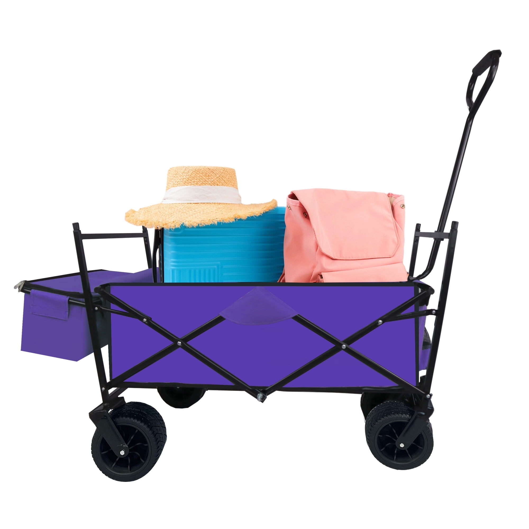 Collapsible Folding Wagon Outdoor Utility Wagon with Canopy ans Storage ...