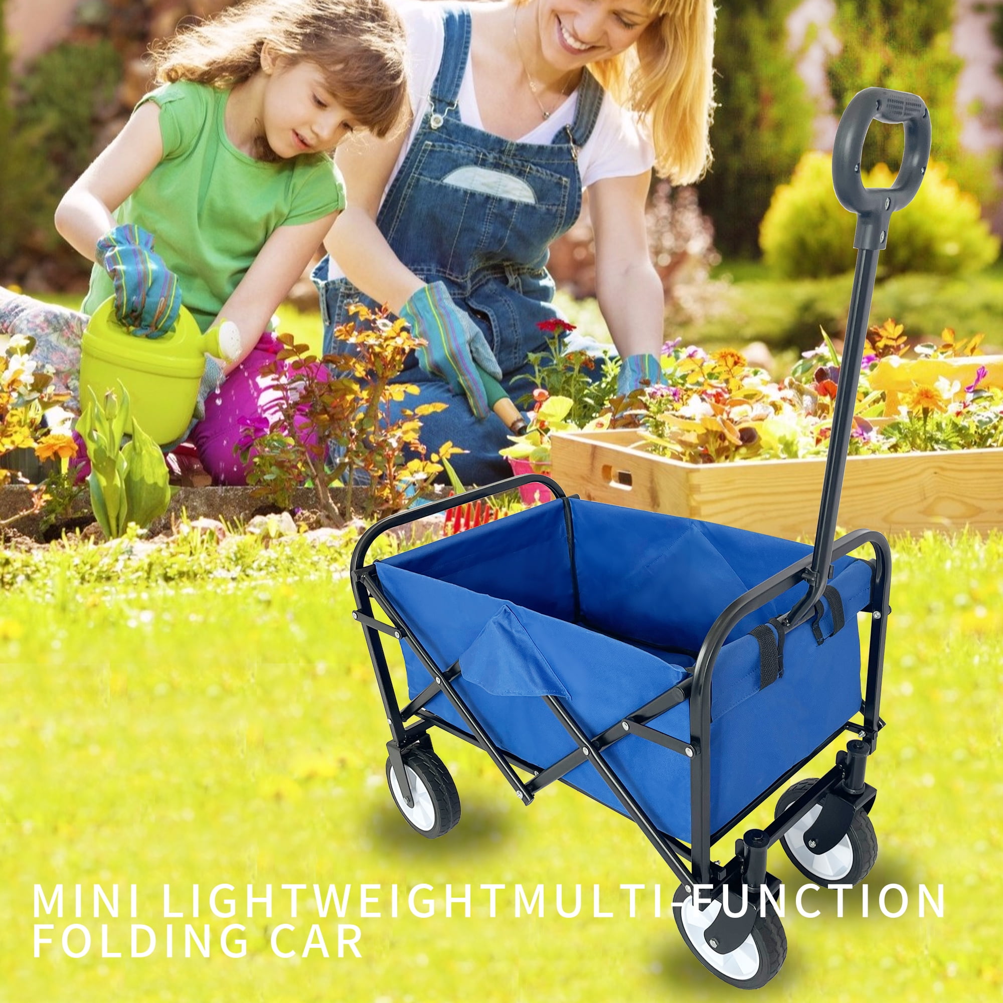 Collapsible Folding Wagon, Portable Garden Carts Multipurpose Micro ...