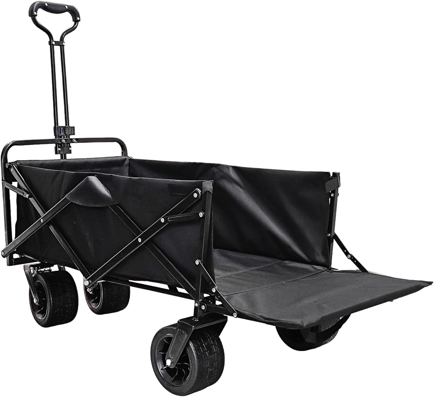 Collapsible Folding Wagon with Tailgate, Extra Long Extender Cart ...