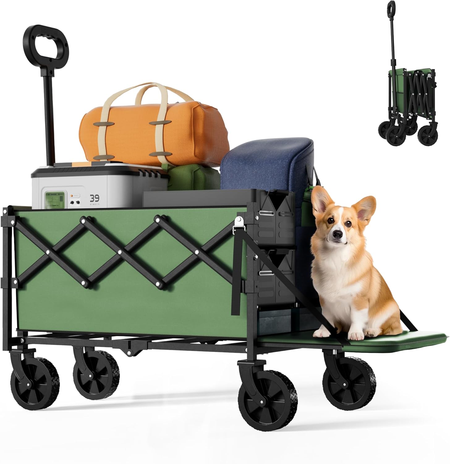 Collapsible Folding Wagon with Tailgate, Wagons Carts Foldable with ...
