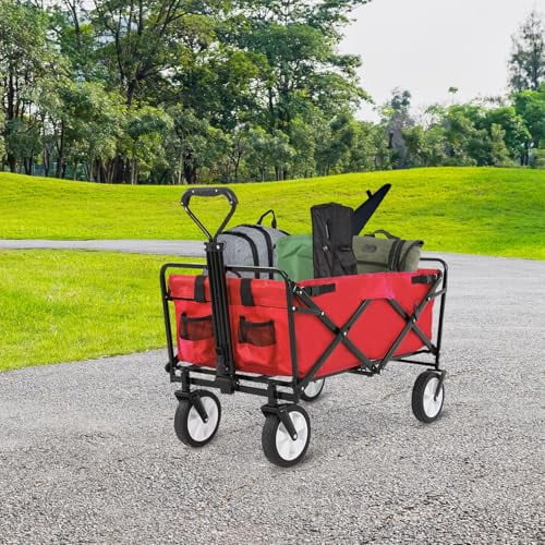 Collapsible Folding Wagon Utility Cart, Large Capacity Lightweight ...