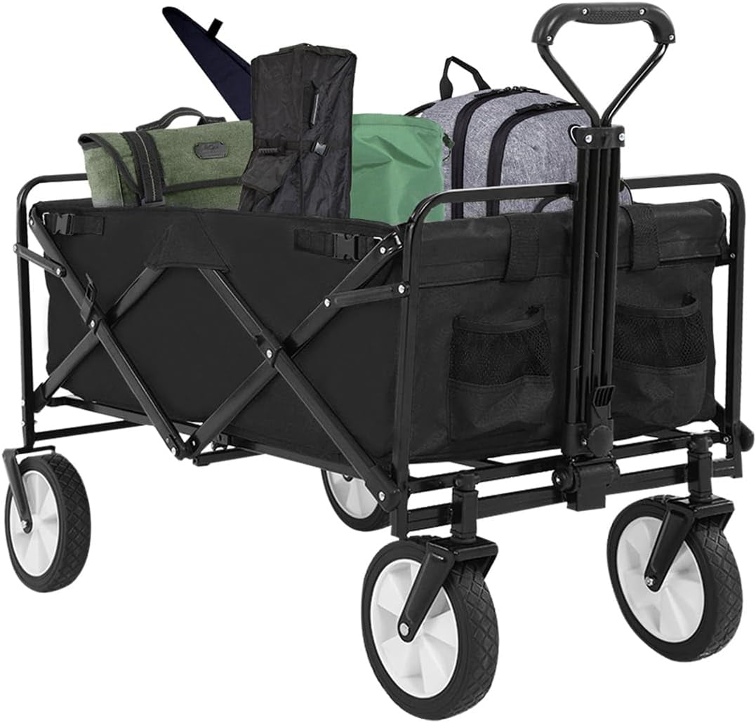 Collapsible Folding Wagon Utility Cart, Large Capacity Lightweight ...