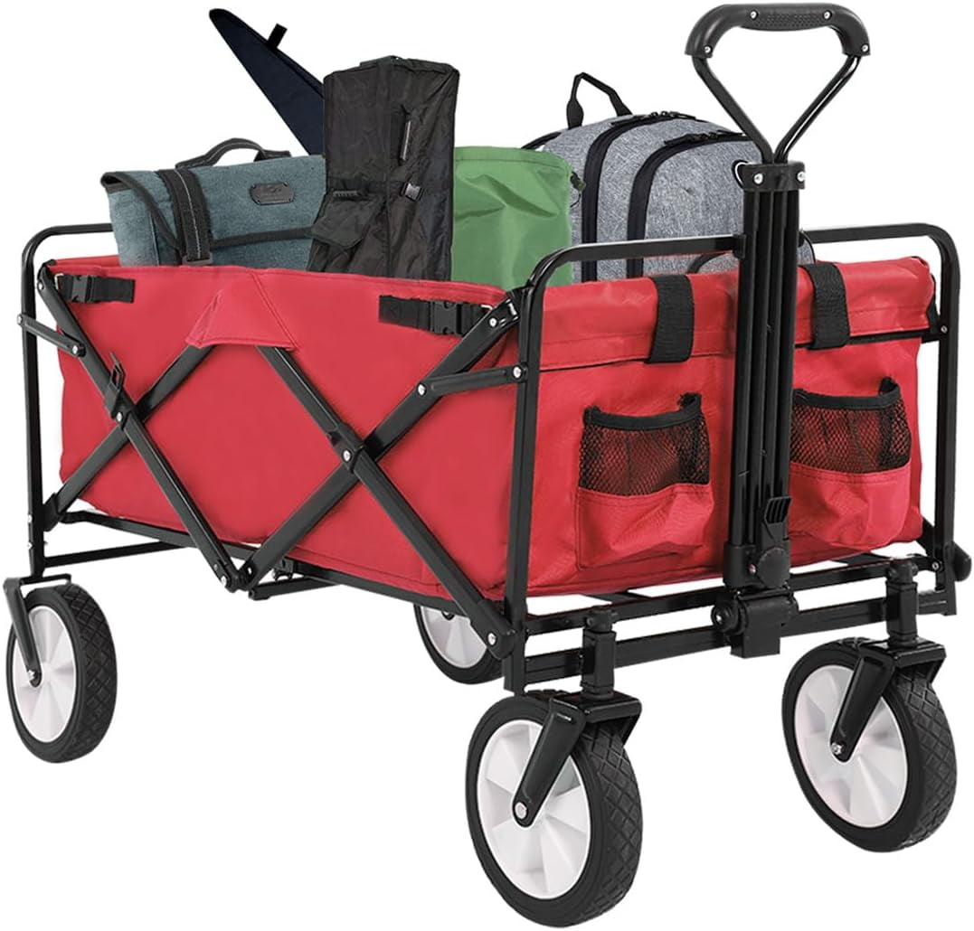 Collapsible Folding Wagon Utility Cart, Large Capacity Lightweight ...