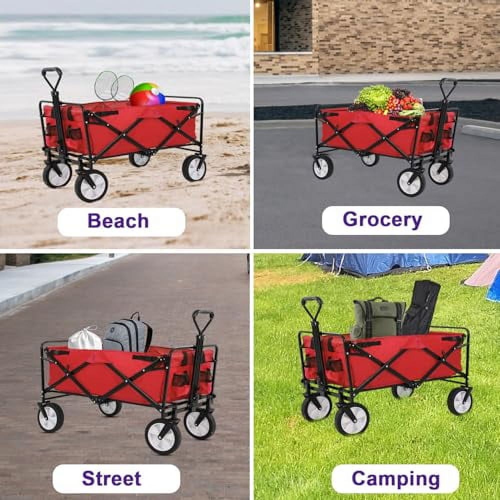 Collapsible Folding Wagon Utility Cart, Large Capacity Lightweight ...