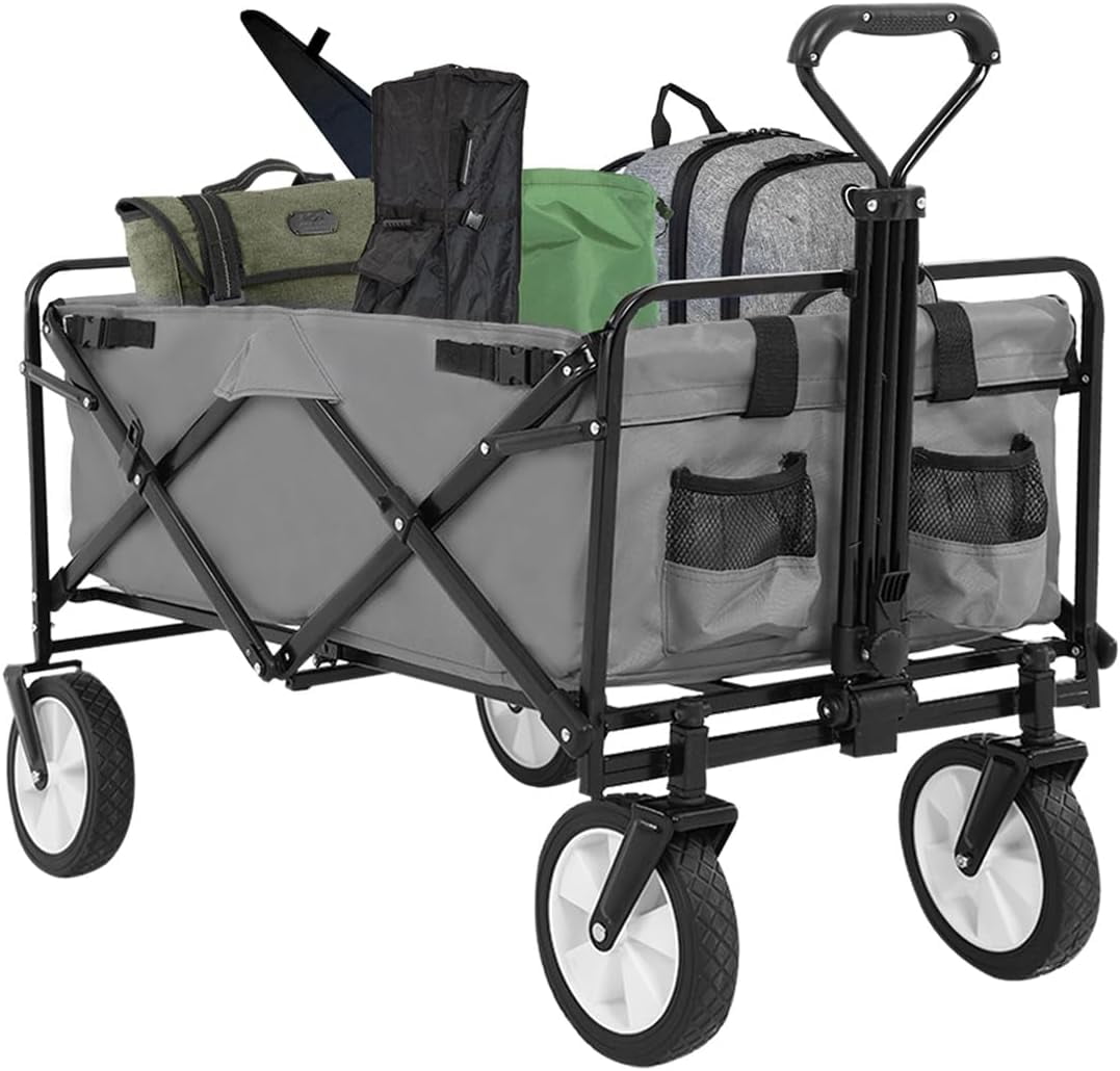 Collapsible Folding Wagon Utility Cart, Large Capacity Lightweight ...