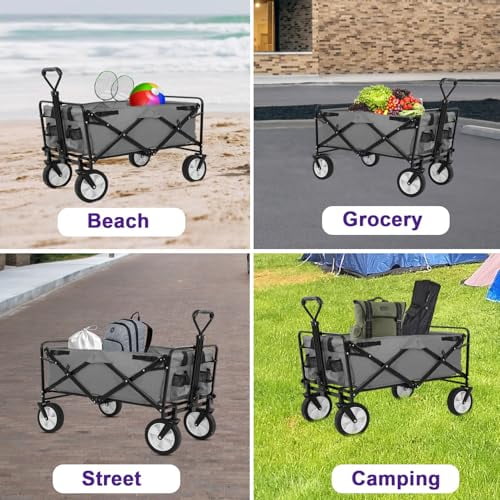 Collapsible Folding Wagon Utility Cart, Large Capacity Lightweight ...