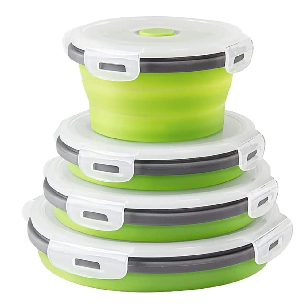 Collapsible Food Containers, Microwave Safe Space-Saving Silicone Bowls ...