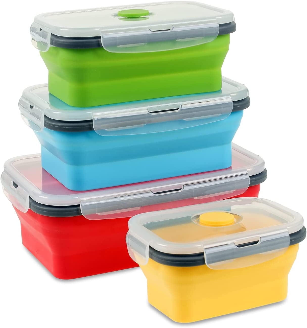 Collapsible Food Storage Containers with Airtight Lid, 4 Sizes, Small ...