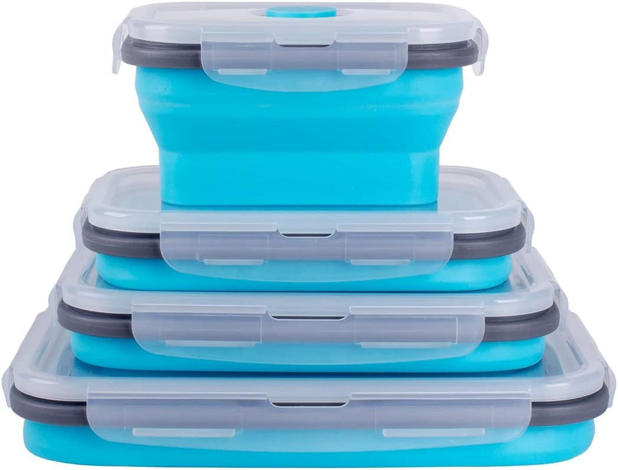Collapsible Food Storage Containers with Airtight Lid & Air Vent, 4 ...