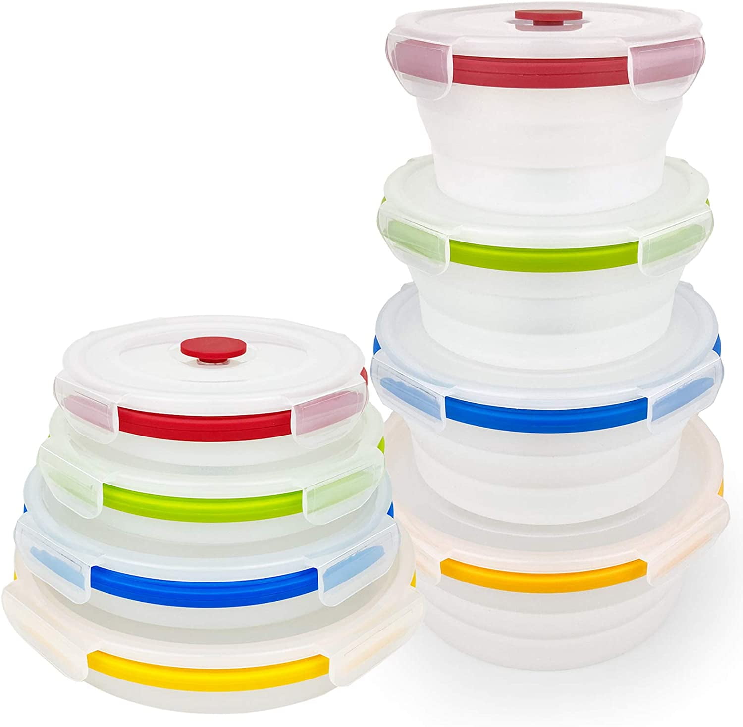 Collapsible Food Storage Containers with Airtight Lids, Silicone Food ...