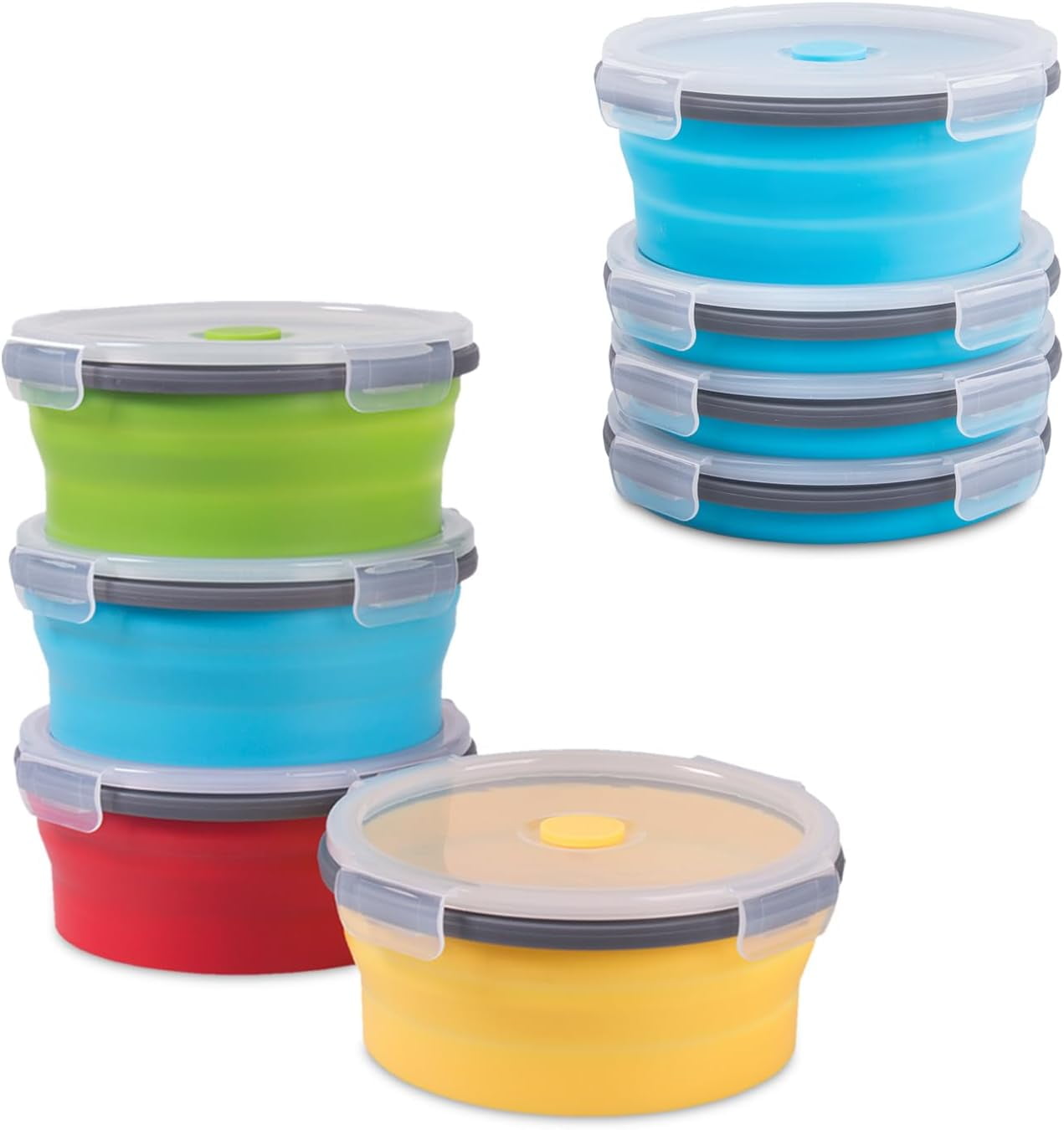 Collapsible Food Storage Containers with Lid & Air Vent, Bundle of 8 ...