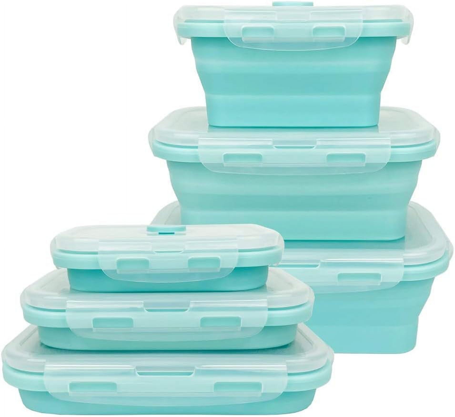 Collapsible Food Storage Containers with Lids, Set of 3 Rectangle Bowls ...