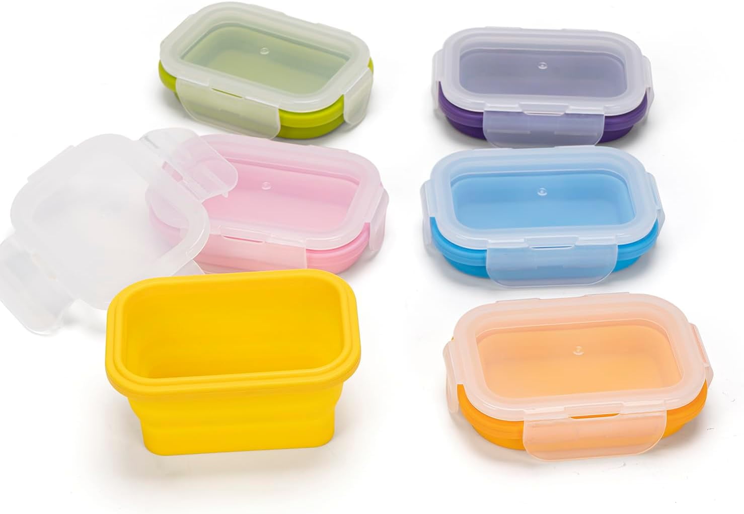 Collapsible Food Storage Containers with Lids, Small Silicone Snack ...