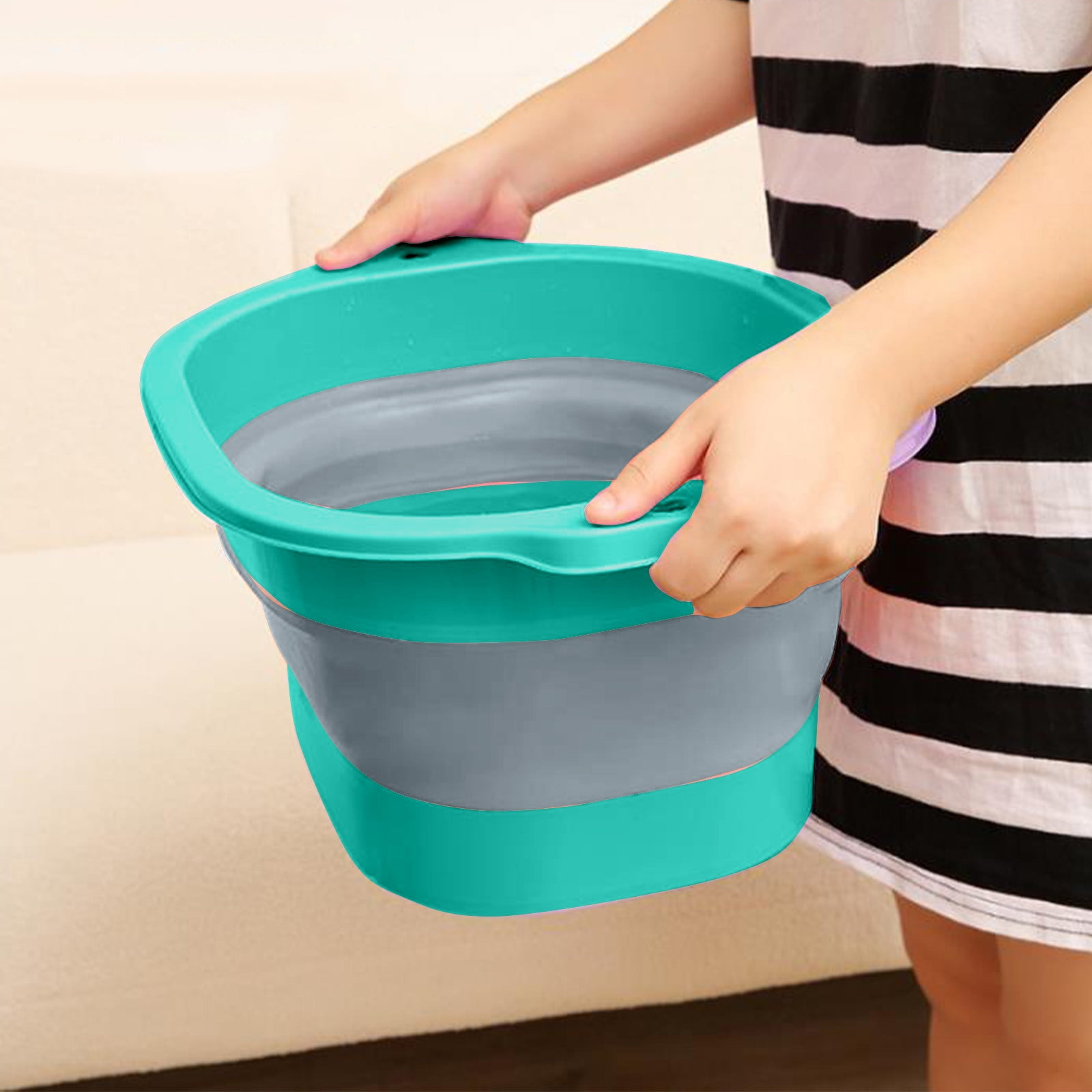 Collapsible Foot Bath Basin, Large Plastic Foot Soak Tub with Massage ...