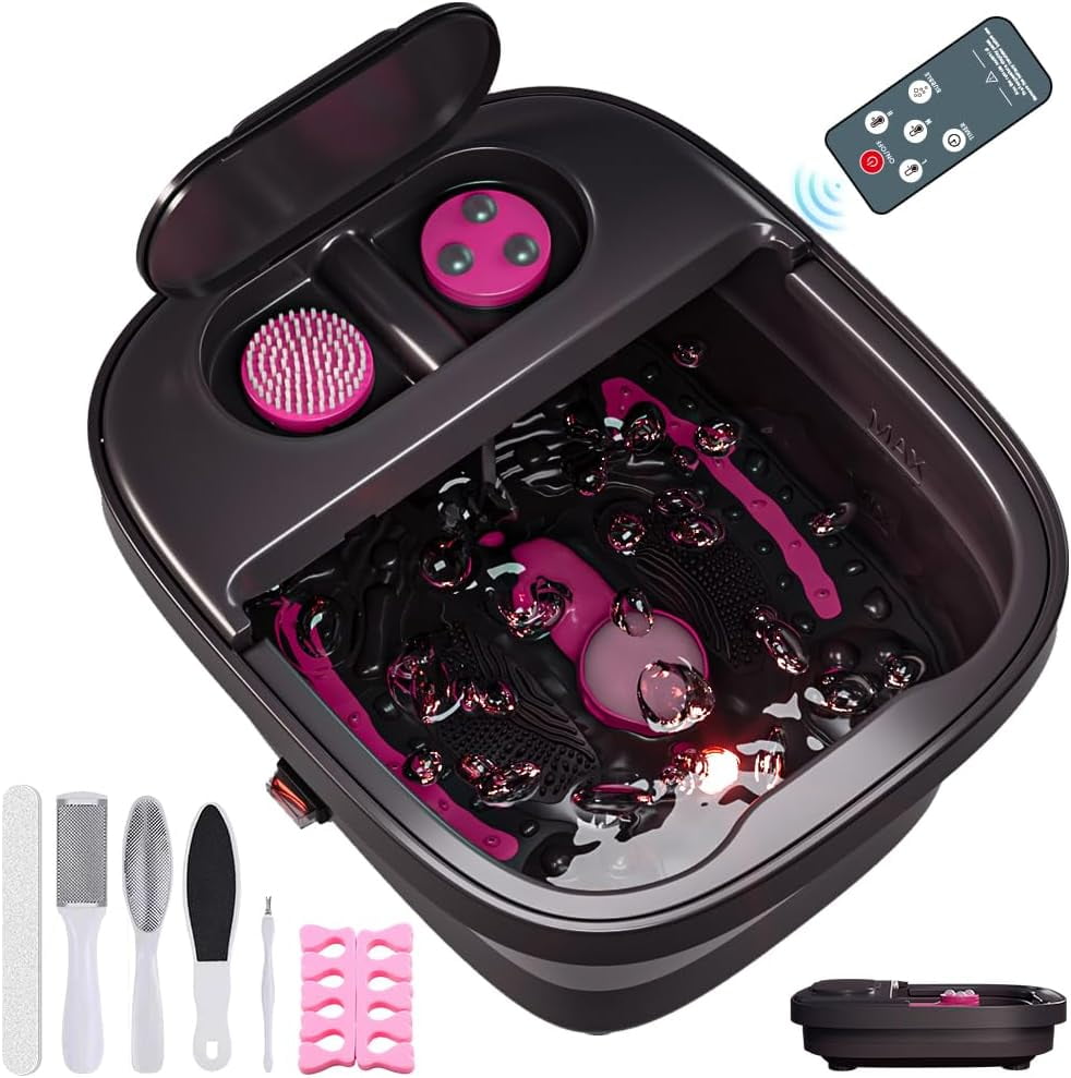 Collapsible Foot Bath, Foot Spa Bath Massager with Heat, Bubble, Remote ...