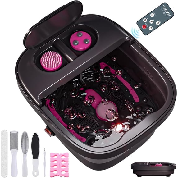 Collapsible Foot Bath, Foot Spa Bath Massager with Heat, Bubble, Remote ...