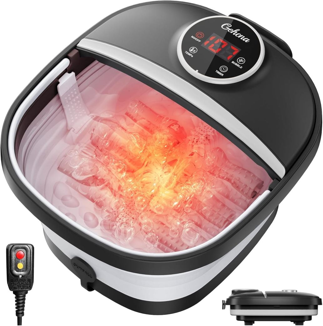 Collapsible Foot Spa Bath with Heat,Foot Massager with Two Side ...