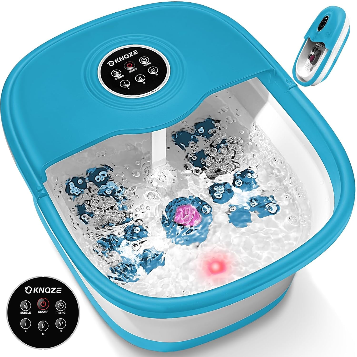 Collapsible Foot Spa Bath with Heat, Remote Control, Temperature Control, Bubbles, Red Light ...