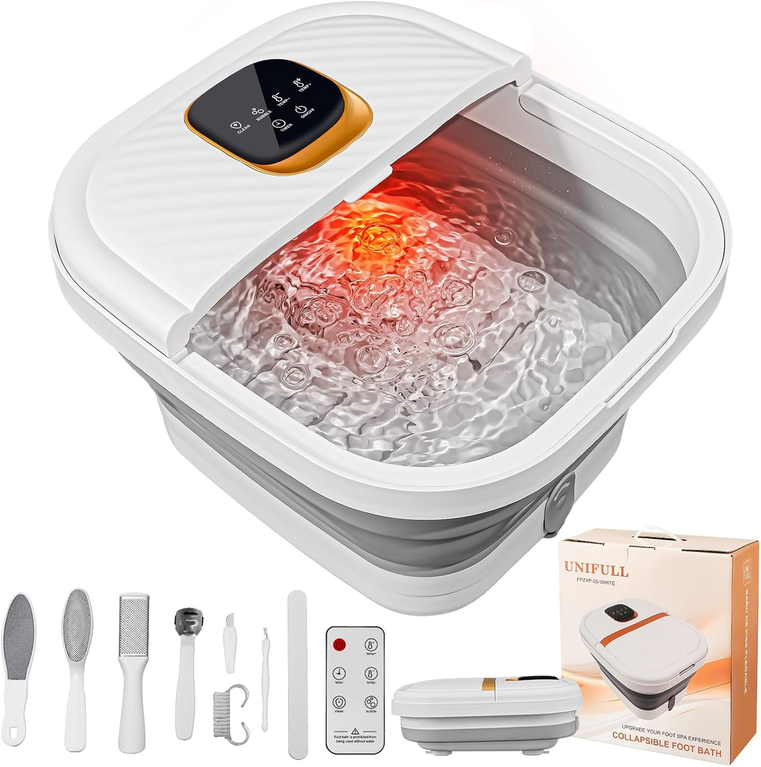 Collapsible Foot Spa Bath with Heat, Touch Screen, Massage Rollers ...