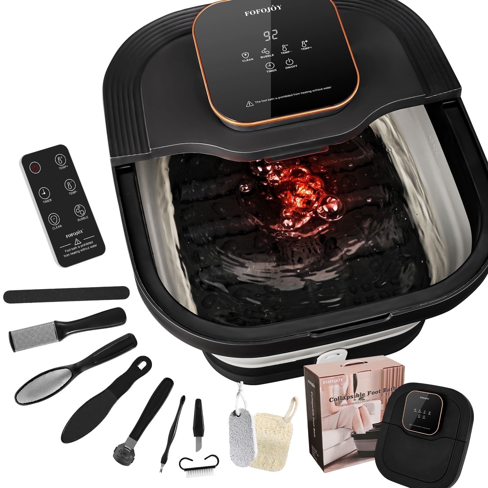 Collapsible Foot Spa Bath with Heat and Massage Roller, Bubble ...