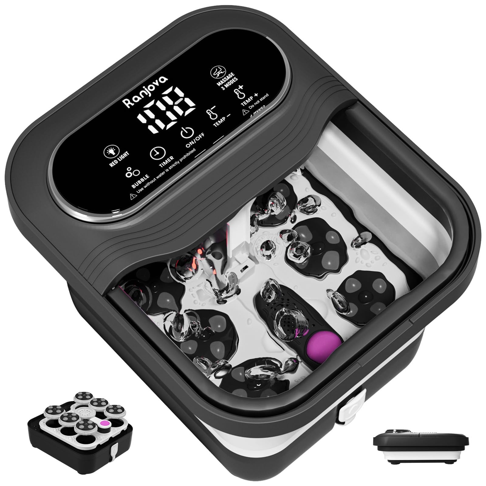 Collapsible Foot Spa Electric Rotary Massage, Foot Bath with Heat,Temp ...