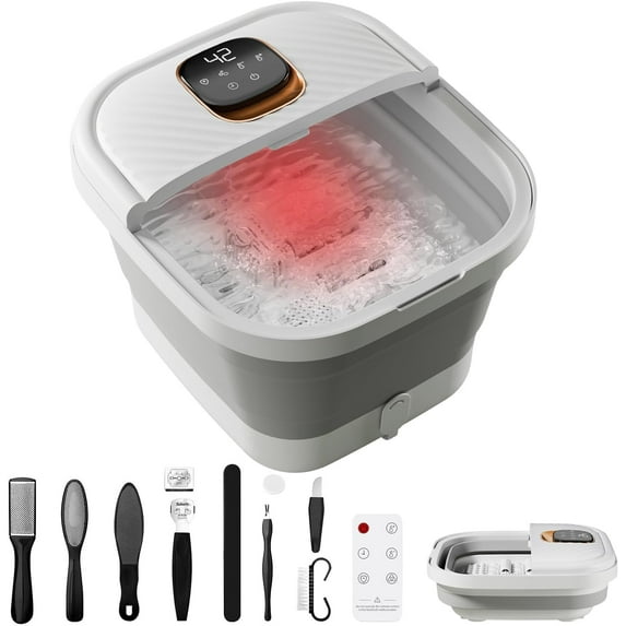 Collapsible Foot Spa with Heat, Foldable Foot Bath Massager with ...