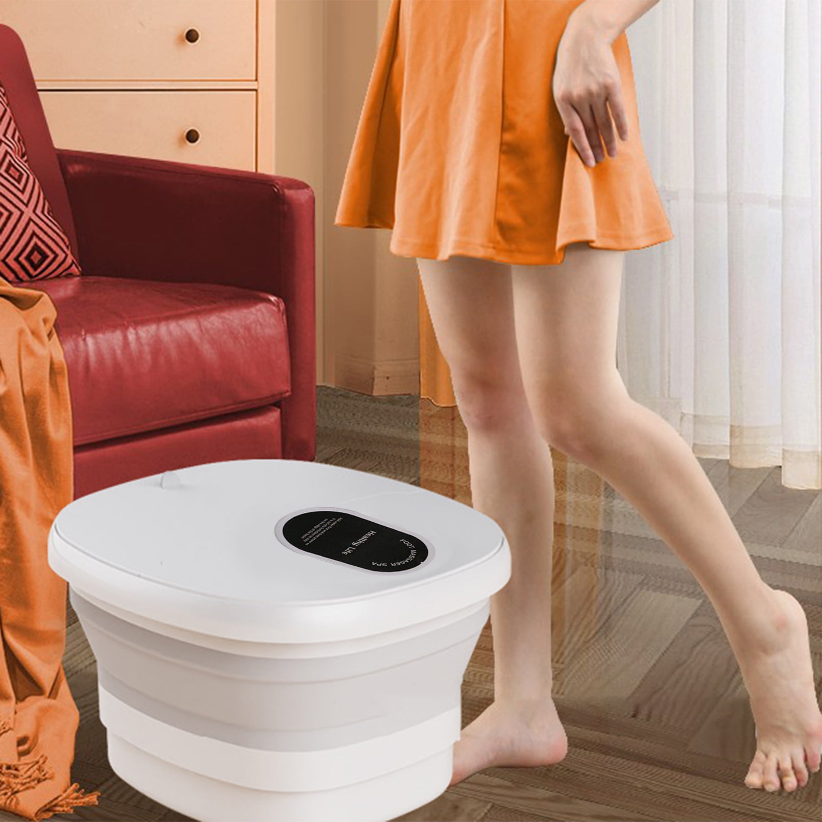 Collapsible Foot Spa with Heat Bubble Red Light Timer Function ...