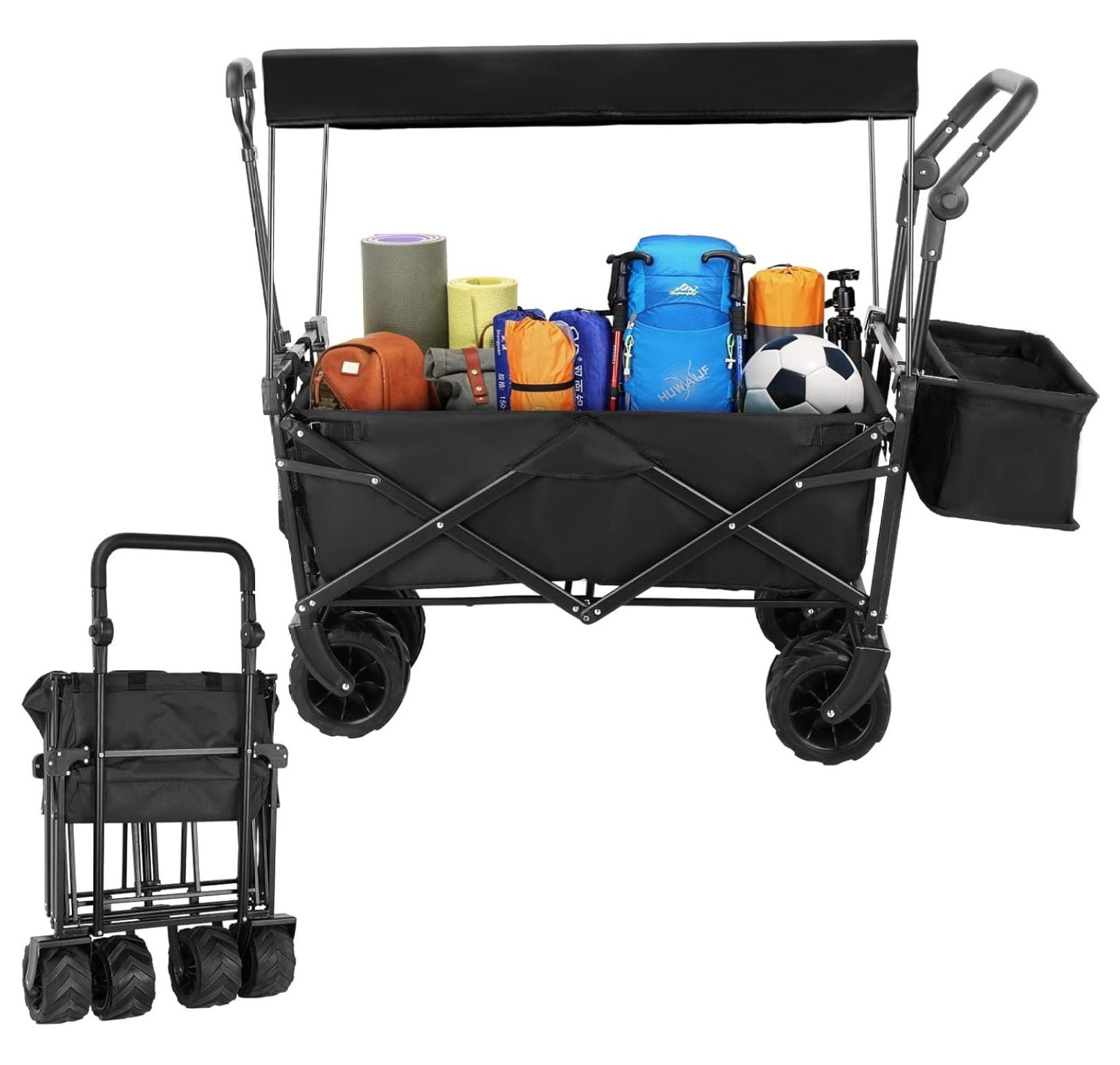 Collapsible Garden Cart w/Removable Canopy, Extra Large Folding Utility ...