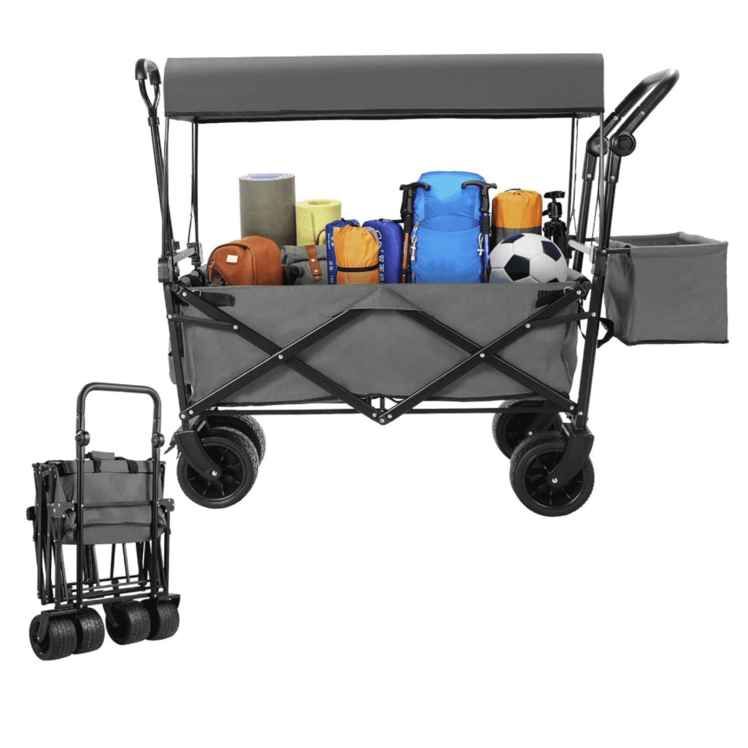 Collapsible Garden Cart w/Removable Canopy, Extra Large Folding Utility ...