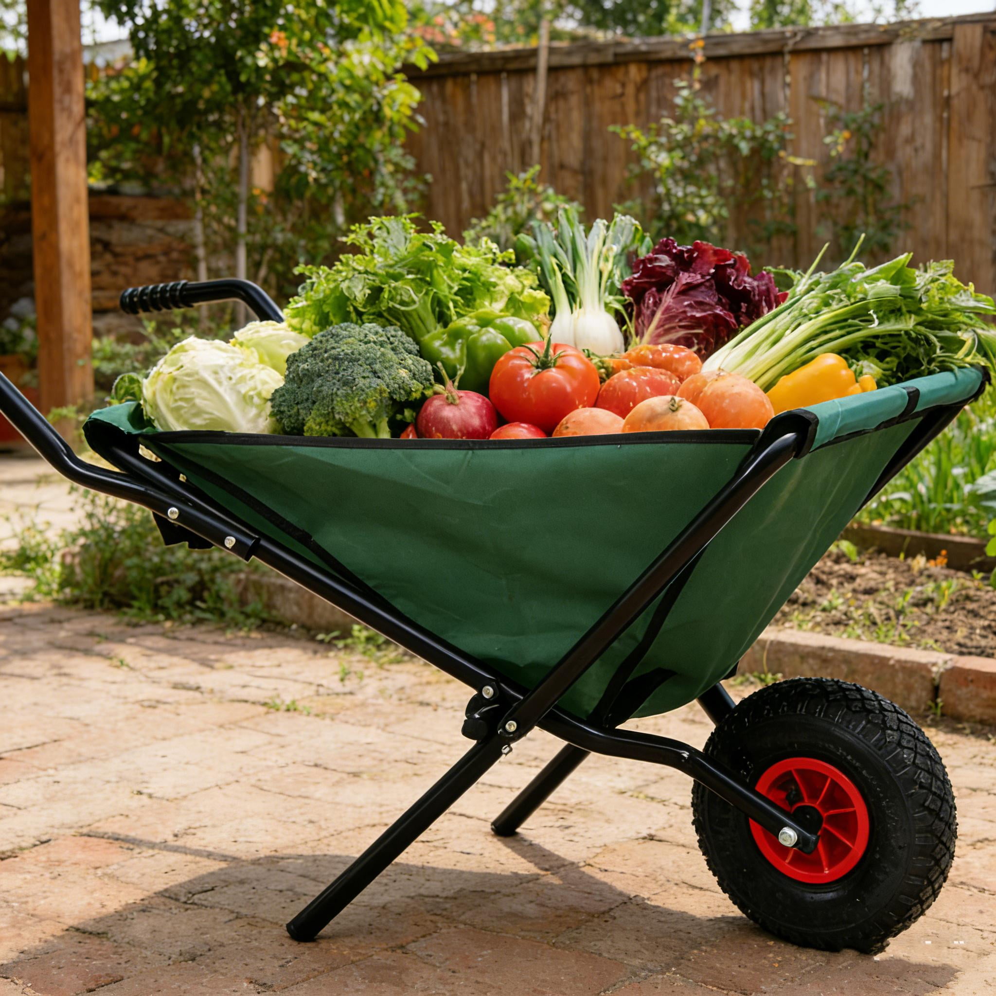 Collapsible Garden Wheelbarrow - 176 lbs Heavy Duty Folding Yard Cart ...