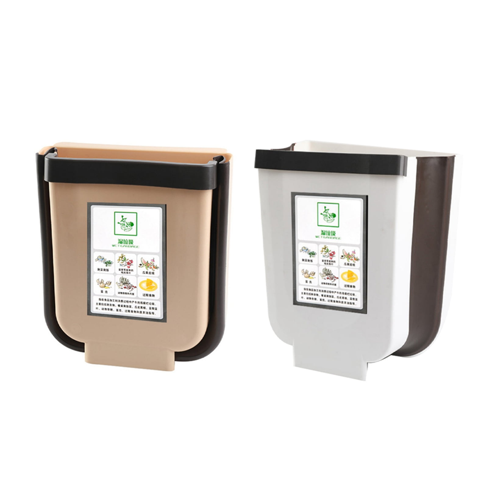 Collapsible Hanging Kitchen Waste Bin 9L Plastic Kitchen Folding Trash ...