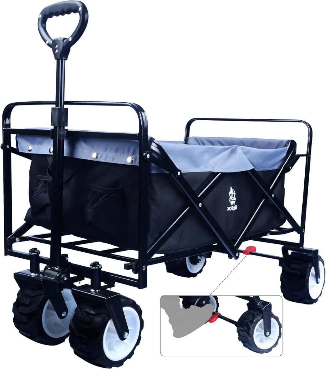Collapsible Heavy Duty Beach Wagon Cart with 180-Degree Rotating Wheels ...