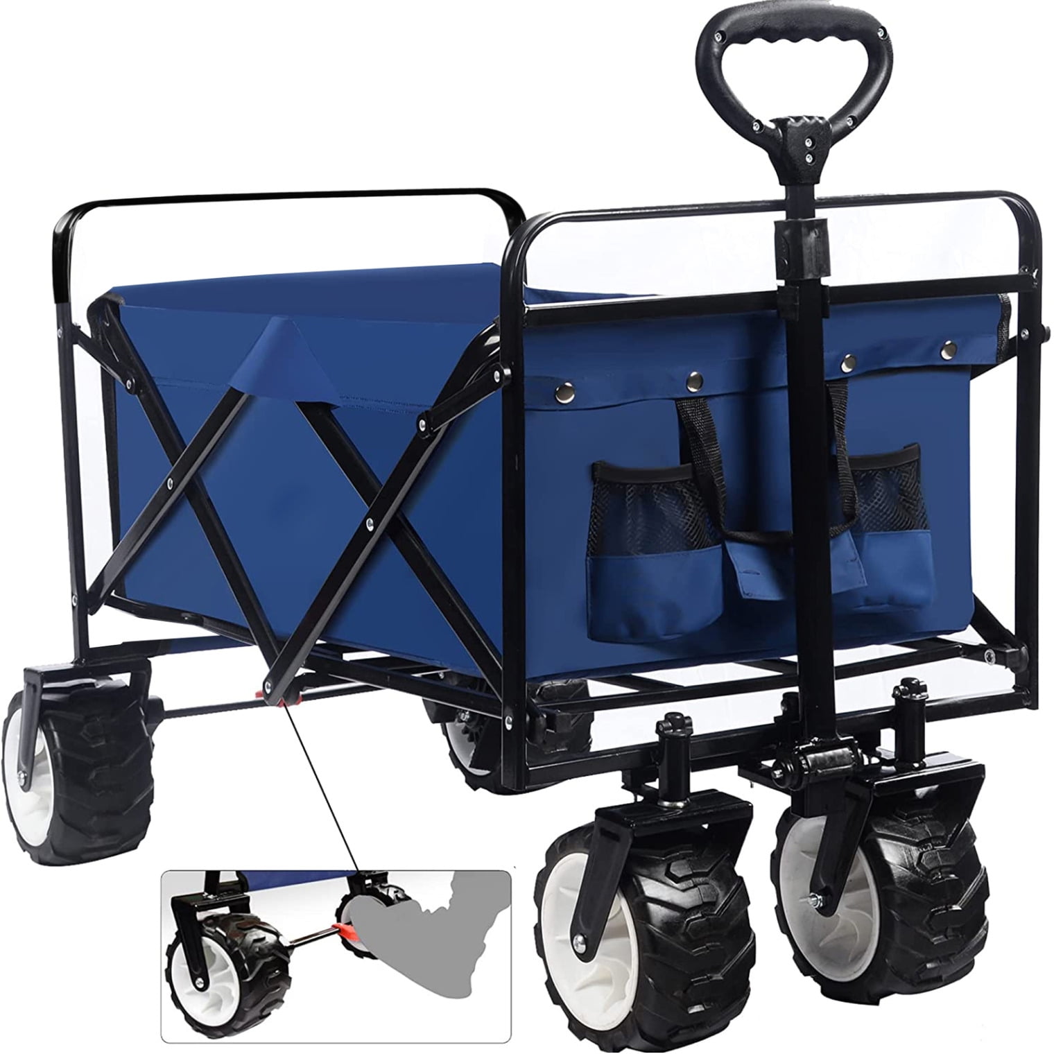 Collapsible Heavy Duty Beach Wagon Cart with 180-Degree Rotating Wheels ...