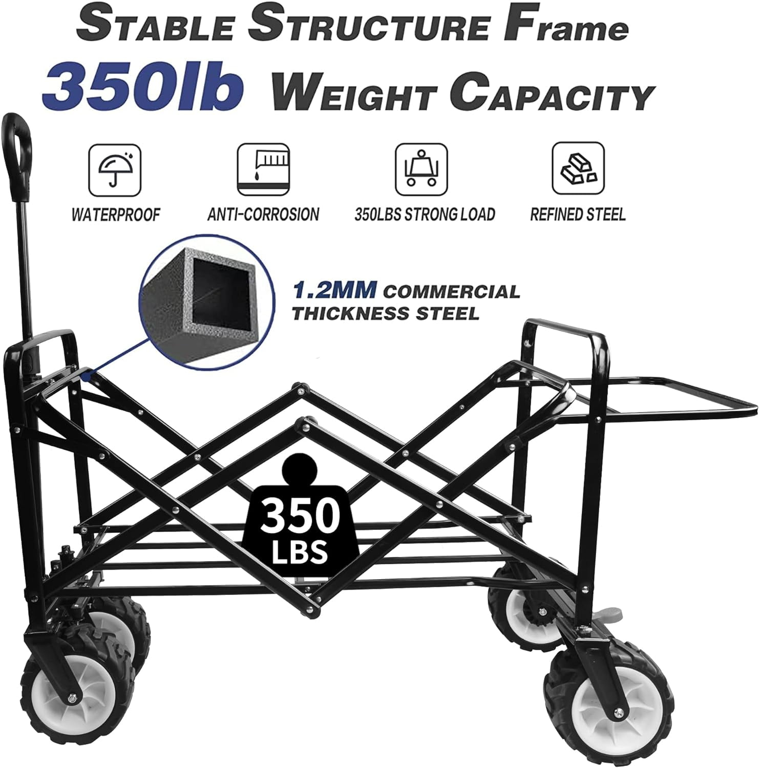 Collapsible Heavy Duty Beach Wagon Cart with All Terrain Wheels, Large ...