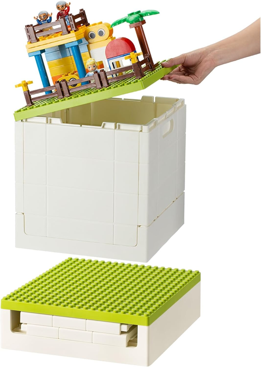 Collapsible Kids Storage Box with Building Base for Lego Duplo Blocks ...