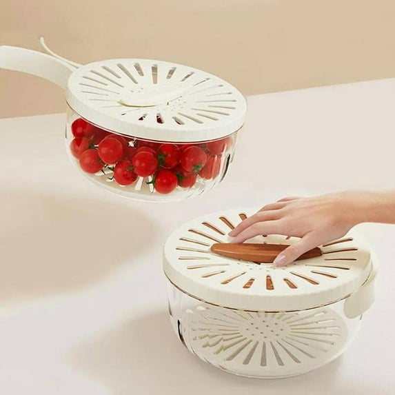 Collapsible Kitchen Colander Basket with Lid, Foldable Veggie Fruit ...