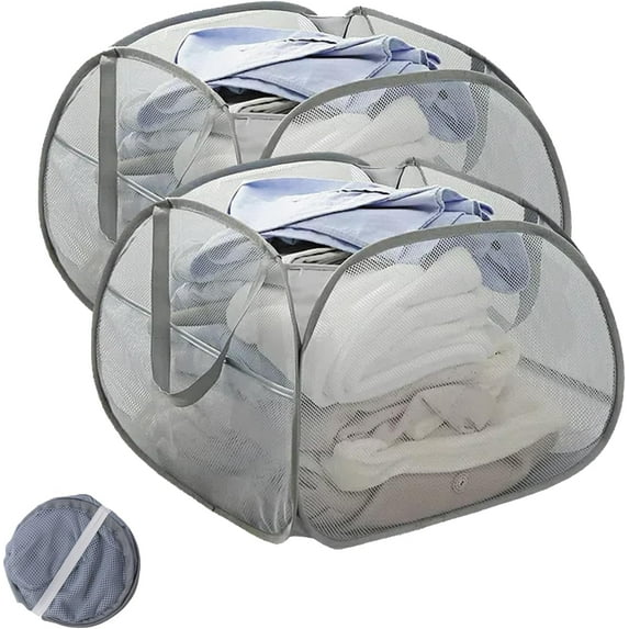 Collapsible Laundry Basket 90L, Foldable Mesh Pop-up Laundry Hamper ...